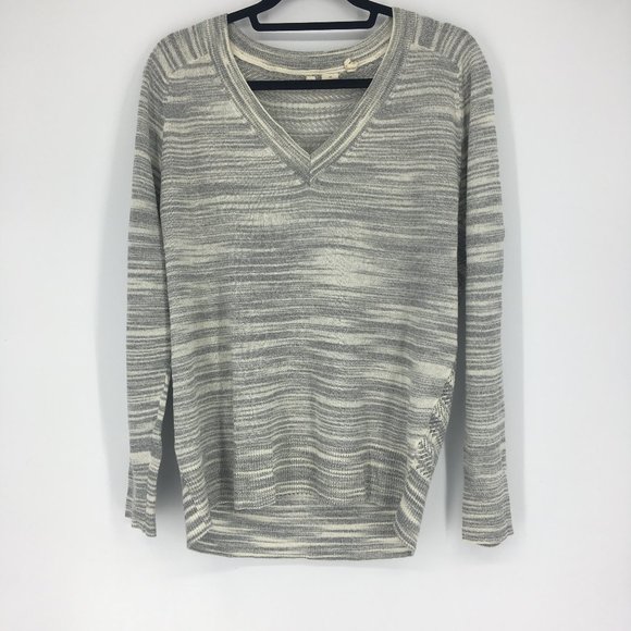 Moth | Sweaters | Anthro Moth Gray Striped Vneck Sweater Size Large ...